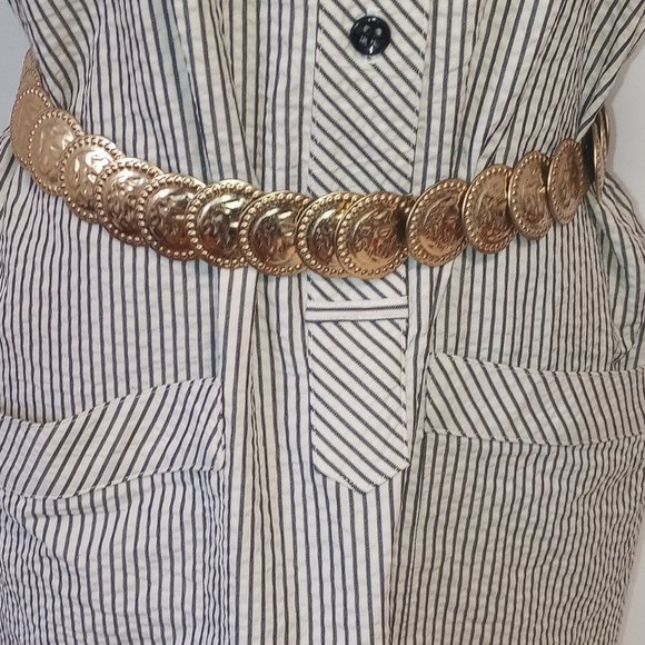 Vintage | Accessories | Vintage 8s Elastic Stretch Gold Coin Belt ...